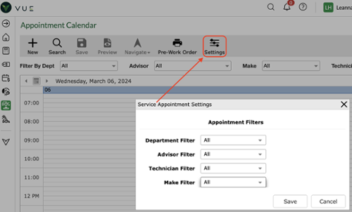 Appointment Filters (Service)