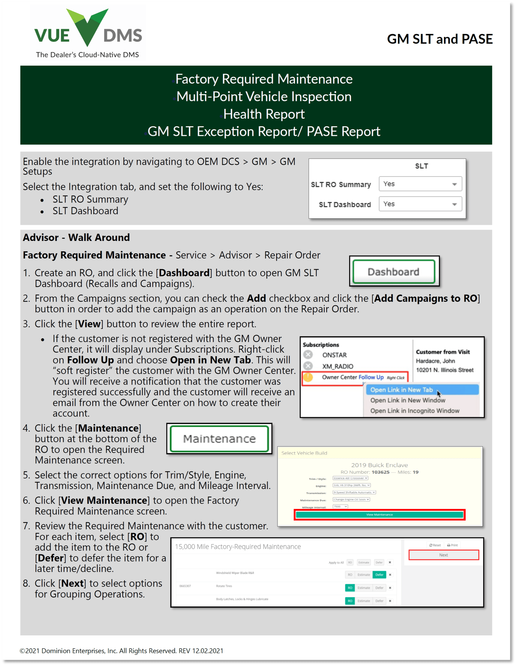 GM SLT and PASE(Service)