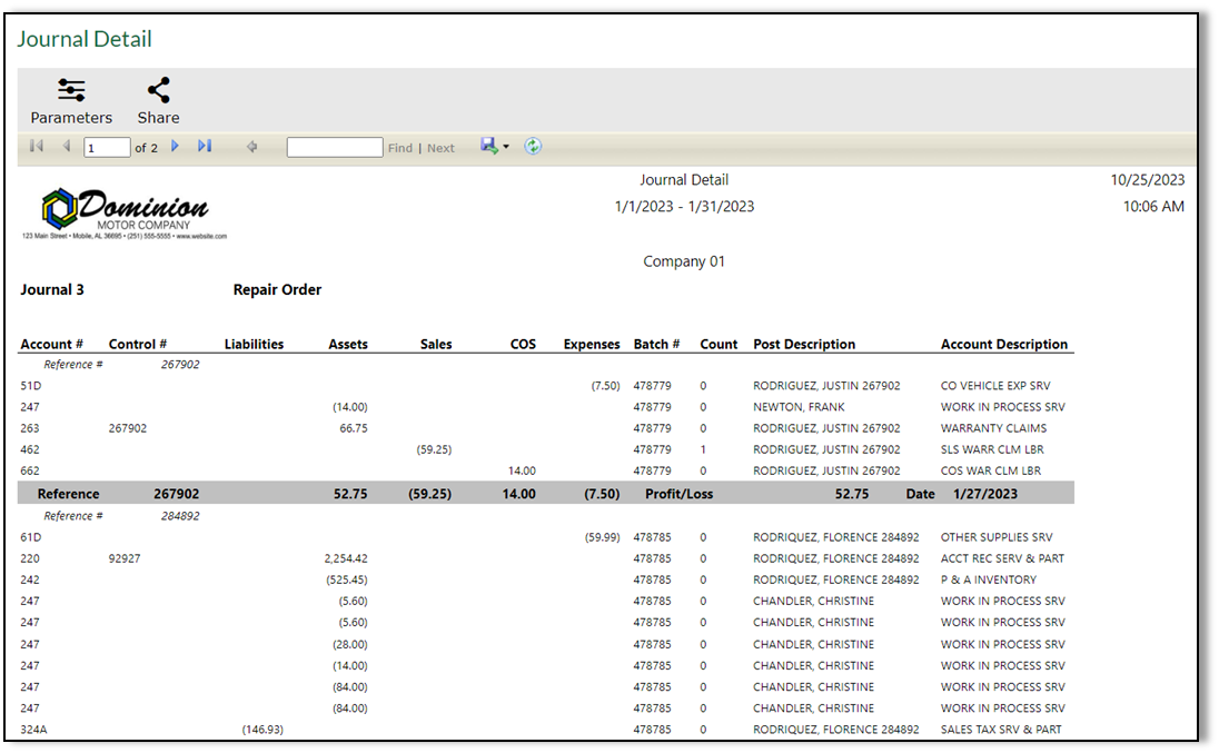 Report Parameter - Report Type
