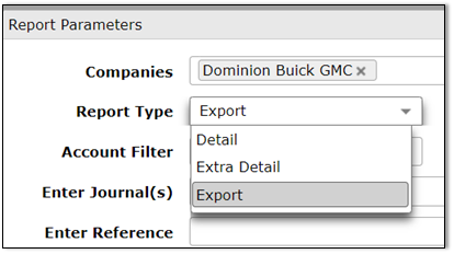 Report Parameter - Report Type