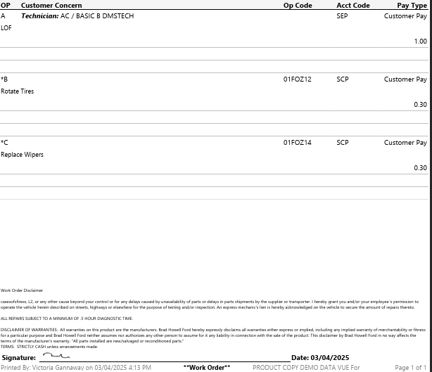 Work Order Authorization