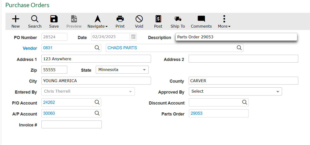 Parts: Create & Edit Purchase Orders