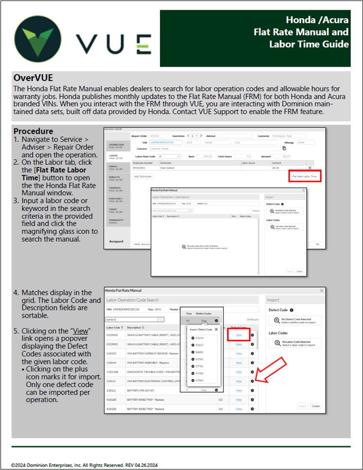 Honda/Acura - Flat Rate Manual and Labor Time Guide