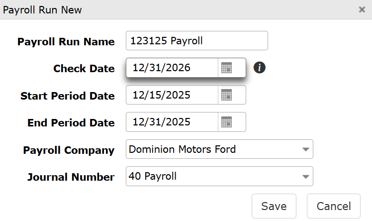 Create Payroll Run and Print Checks